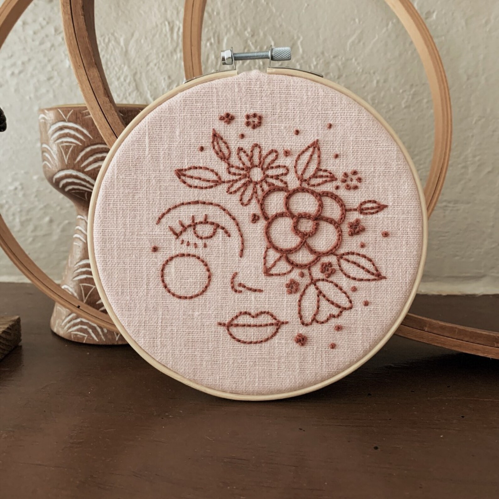 Embroidery Pattern for Beginner. Floral Embroidery Pattern. Floral Face ...