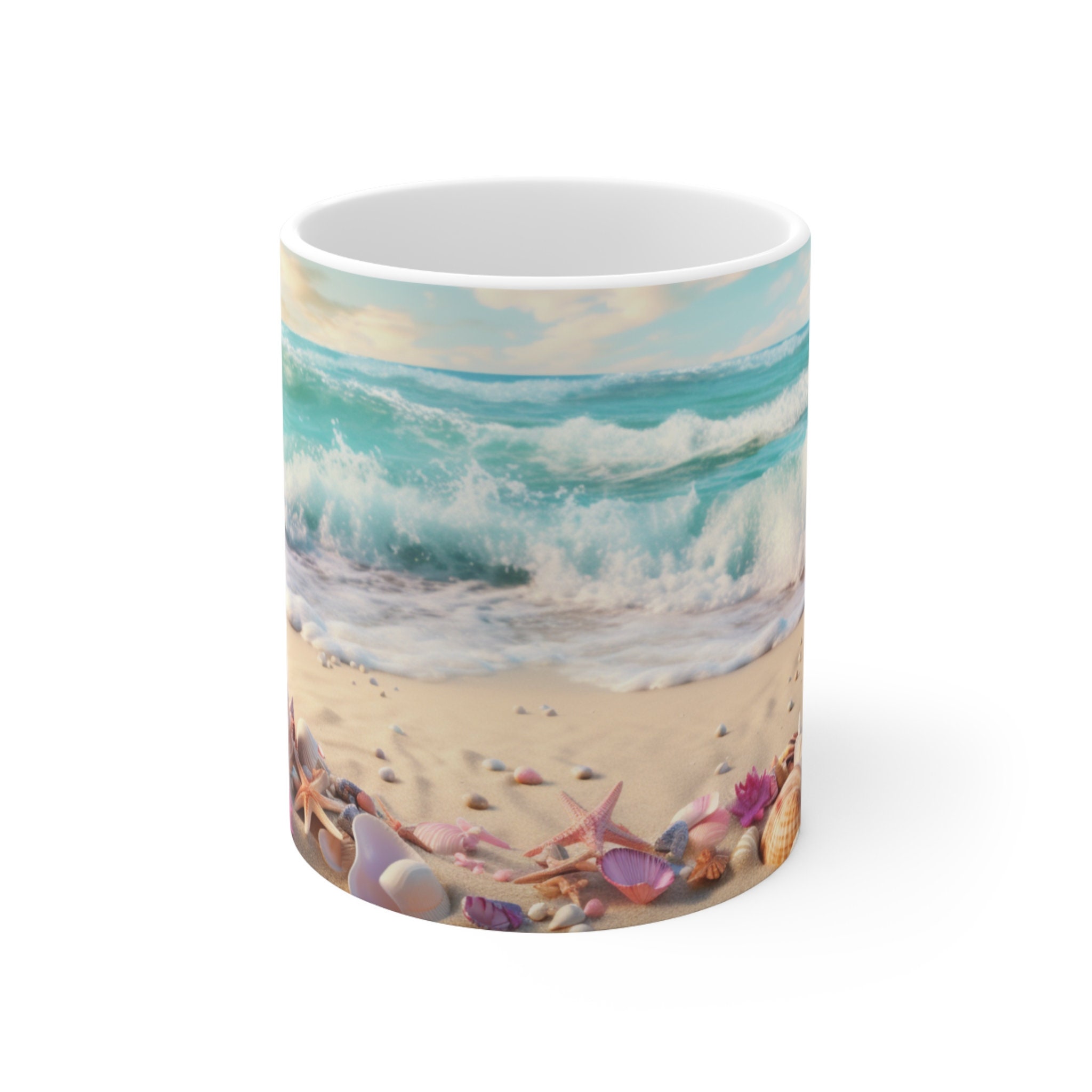 3D Seashells Beach Mug 11oz, 3D Summer Beach Mug, Floral Mug PNG ...