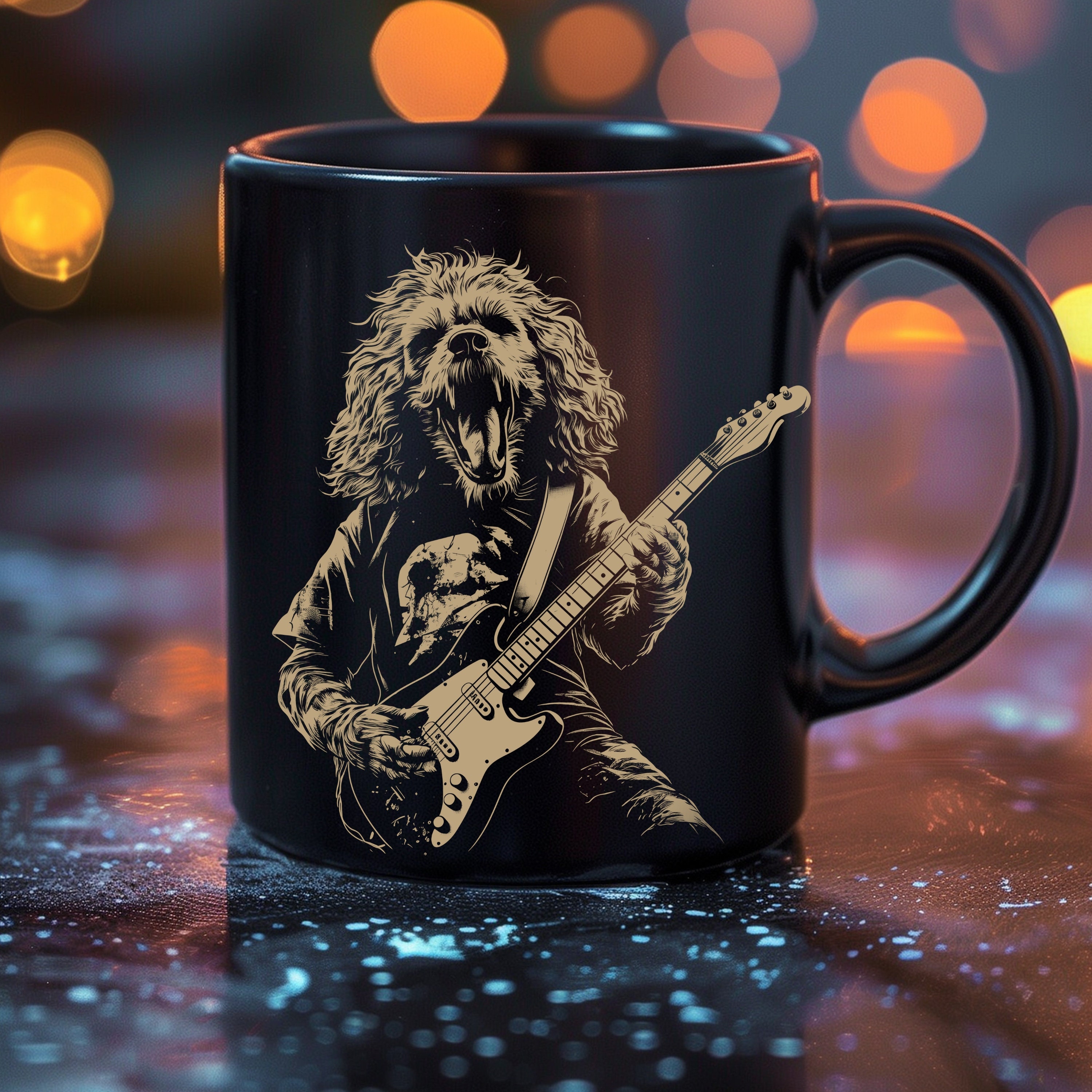 Custom Rockout Dog and Cat Playing Guitar Mug, Rocker Mug, A Funny ...