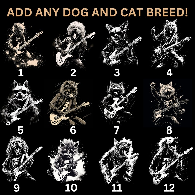 Custom Rockout Dog and Cat Playing Guitar Mug, Rocker Mug, A Funny ...