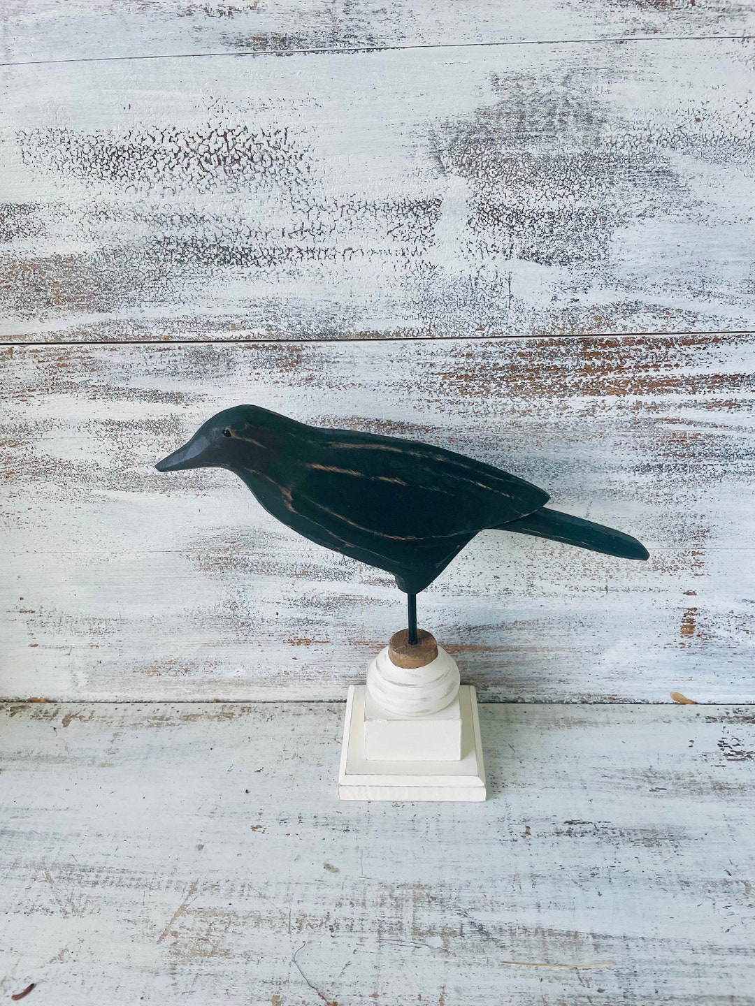 Wooden Crow Pedestal, Large Primitive Style Rustic Home Decor Everyday ...