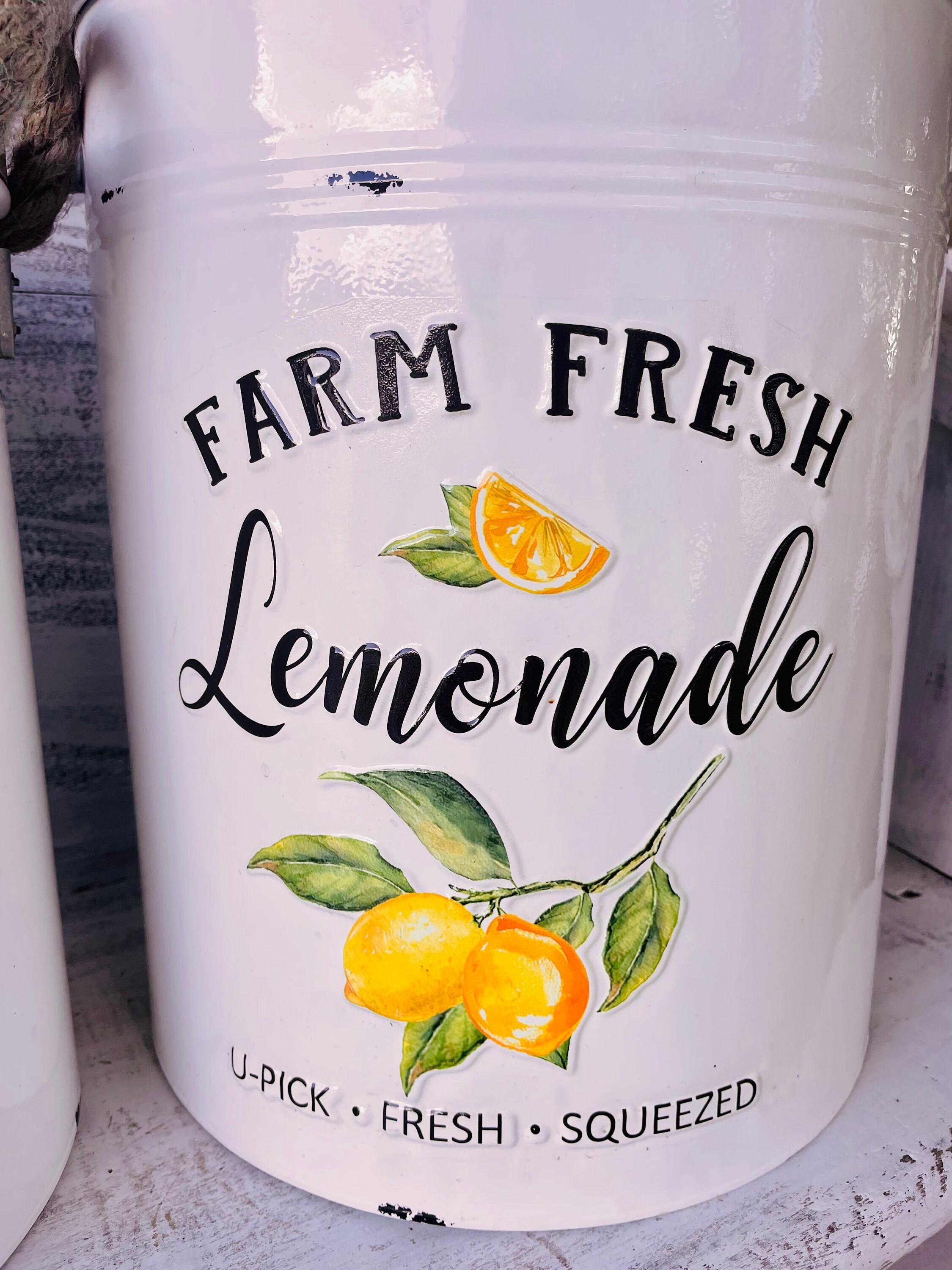 Distressed Embossed Farm Fresh Lemonade Canisters, Set of 2 - Etsy