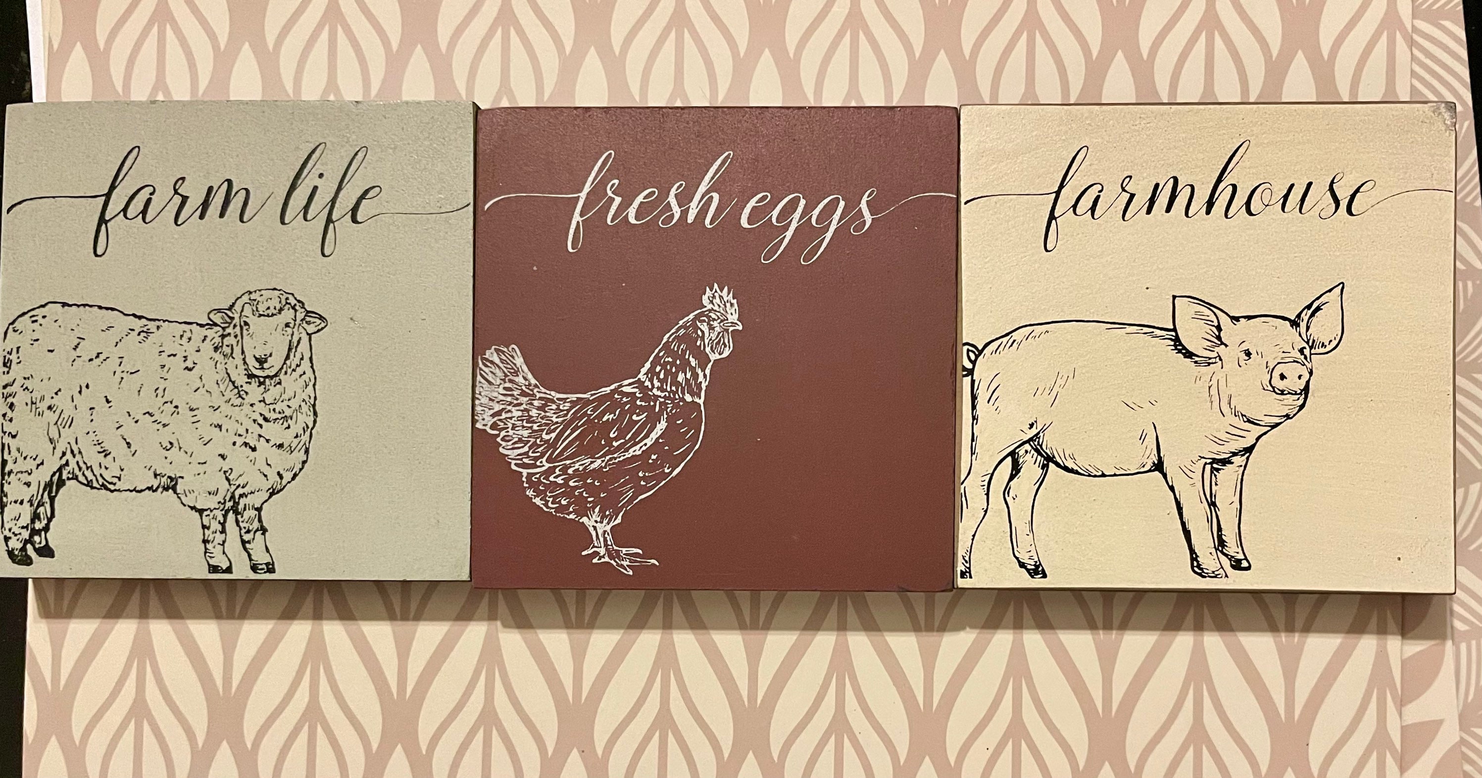 Farmhouse Square Block Sign, 4 Shelf Sitter Tier Tray Decor 3 Assorted ...