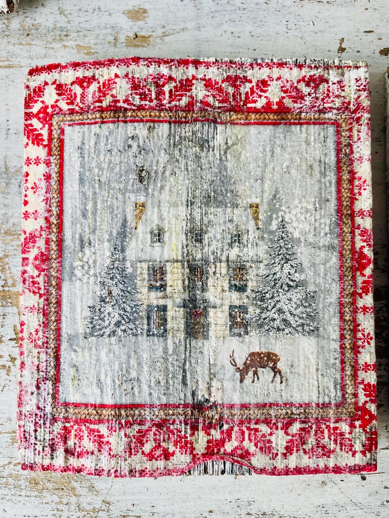 Barn Lumber Rustic Woodland Animals Christmas or Winter Wood Shelf ...