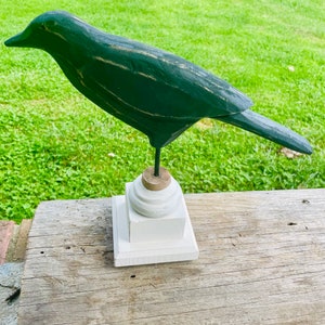 Wooden Crow Pedestal, Large Primitive Style Rustic Home Decor Everyday ...