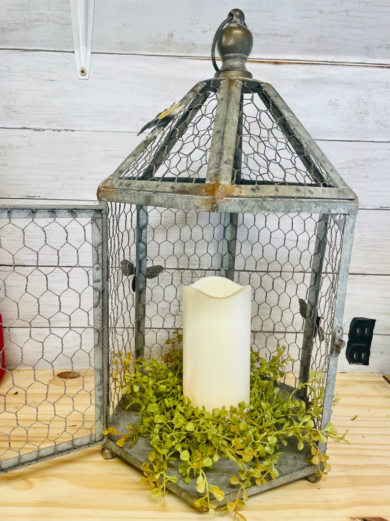 Rustic Bee Metal Birdcage With Chicken Wire Lanterns 2 Pc Set - Etsy
