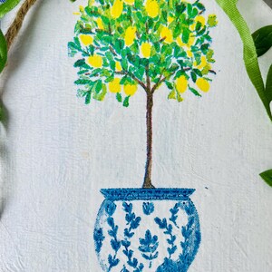 House Shaped Wood Block With Lemon Tree Napkin Decoupage Handmade Decor ...