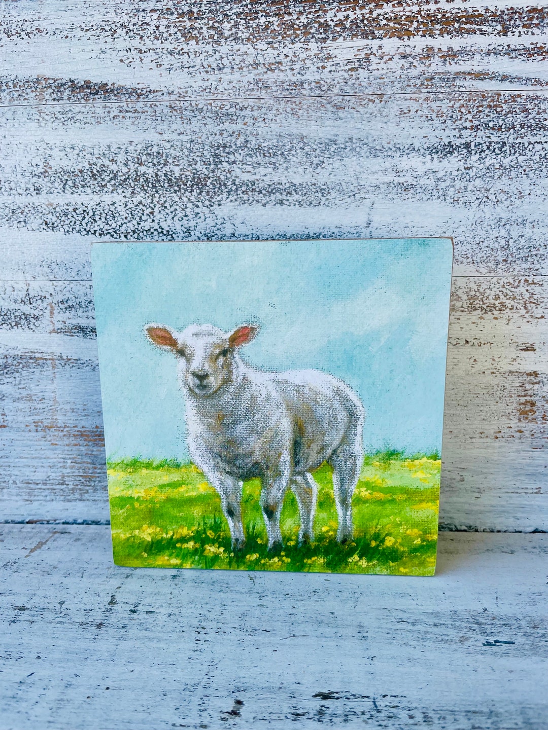 Farm Sheep Wood Box Sign 6x6 Easter or Spring Decor - Etsy