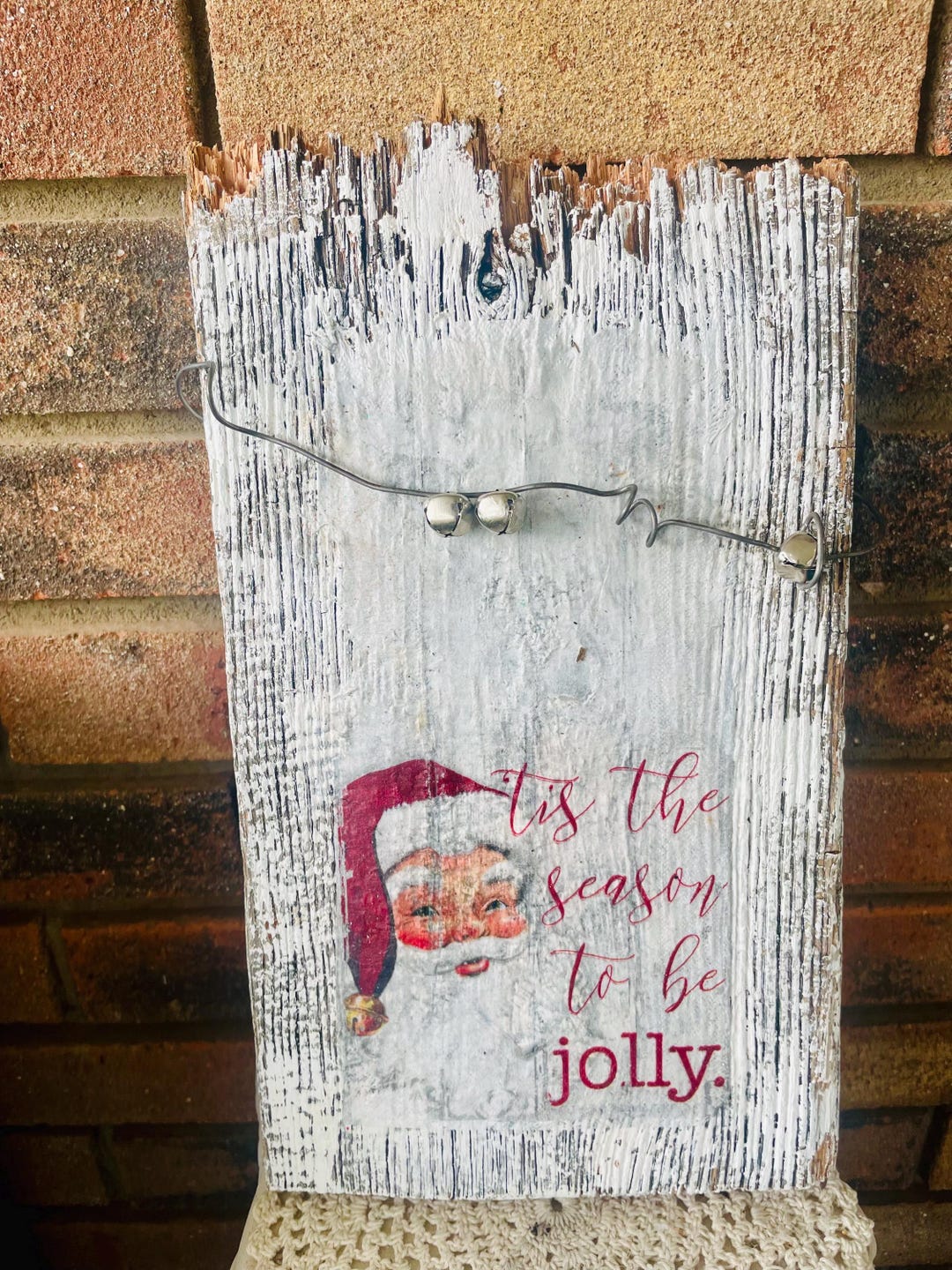 Rustic Santa Claus Barn Wood Shelf Sitter With Jingle Bells - Etsy