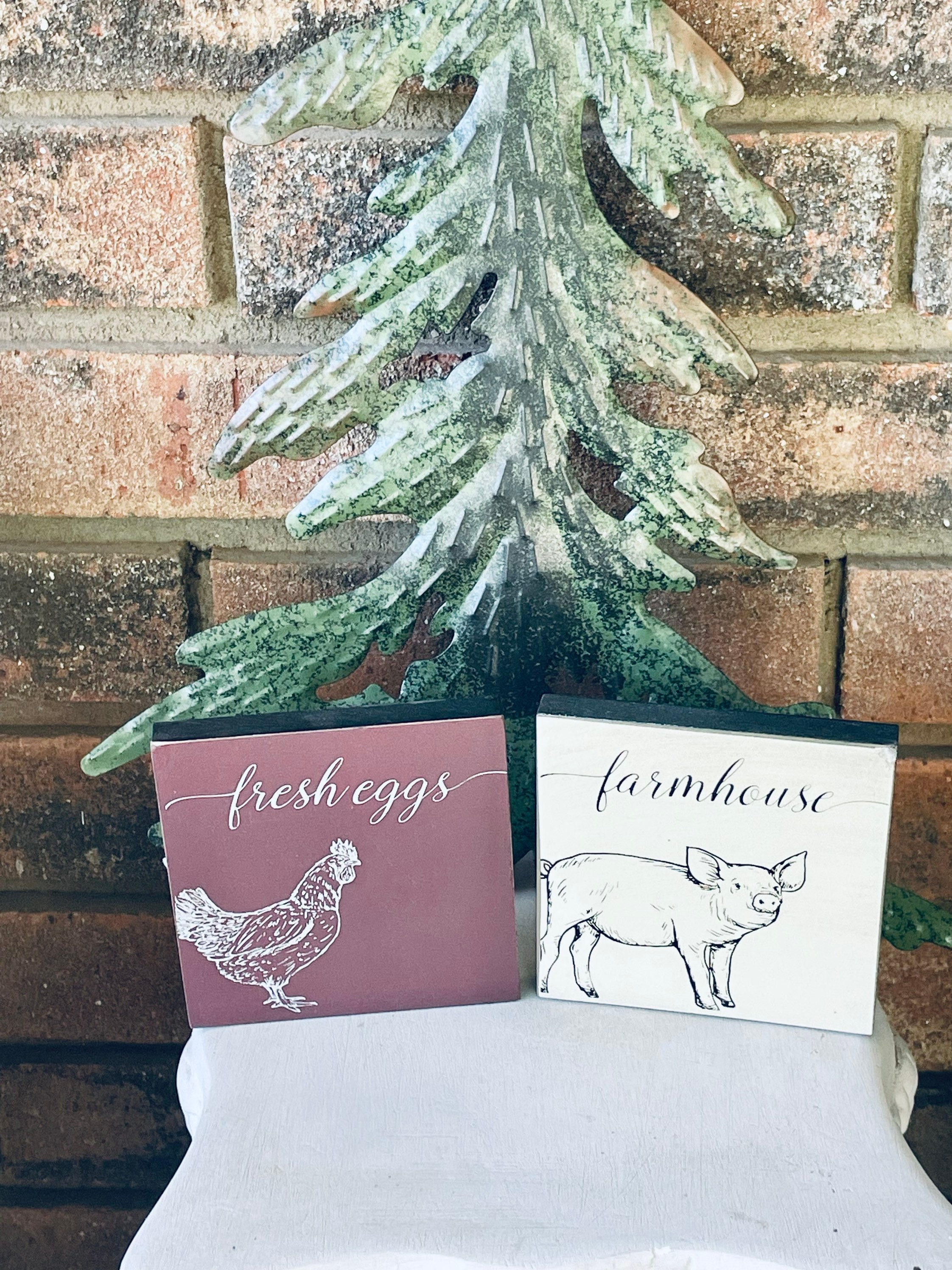 Farmhouse Square Block Sign, 4 Shelf Sitter Tier Tray Decor 3 Assorted ...