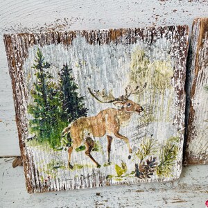 Barn Lumber Rustic Woodland Animals Christmas or Winter Wood Shelf ...