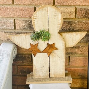 Rustic Wood Shabby Chic Angel on Base - Etsy