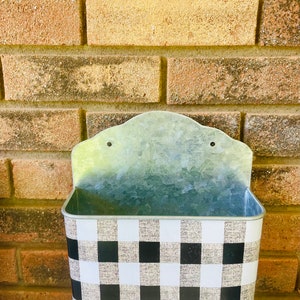 Black & White Buffalo Check Galvanized Metal Country Farmhouse Mail Bin ...