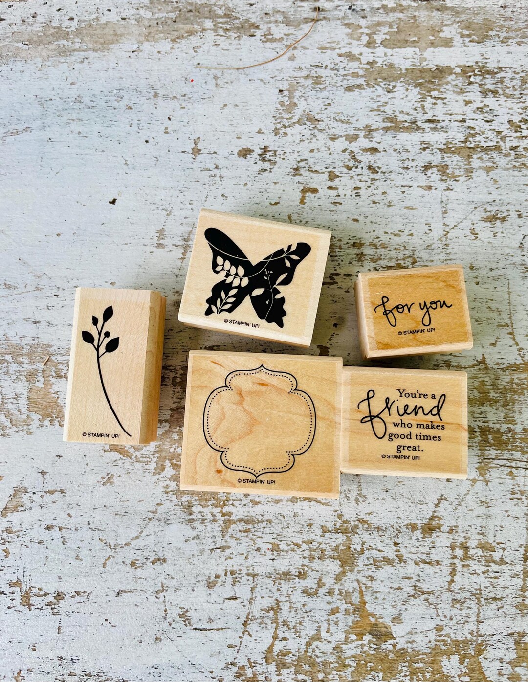 Stampin up Retired 4 Pc Mounted Stamp Set Great Friend *pre -owned* - Etsy