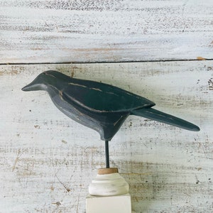 Wooden Crow Pedestal, Large Primitive Style Rustic Home Decor Everyday ...