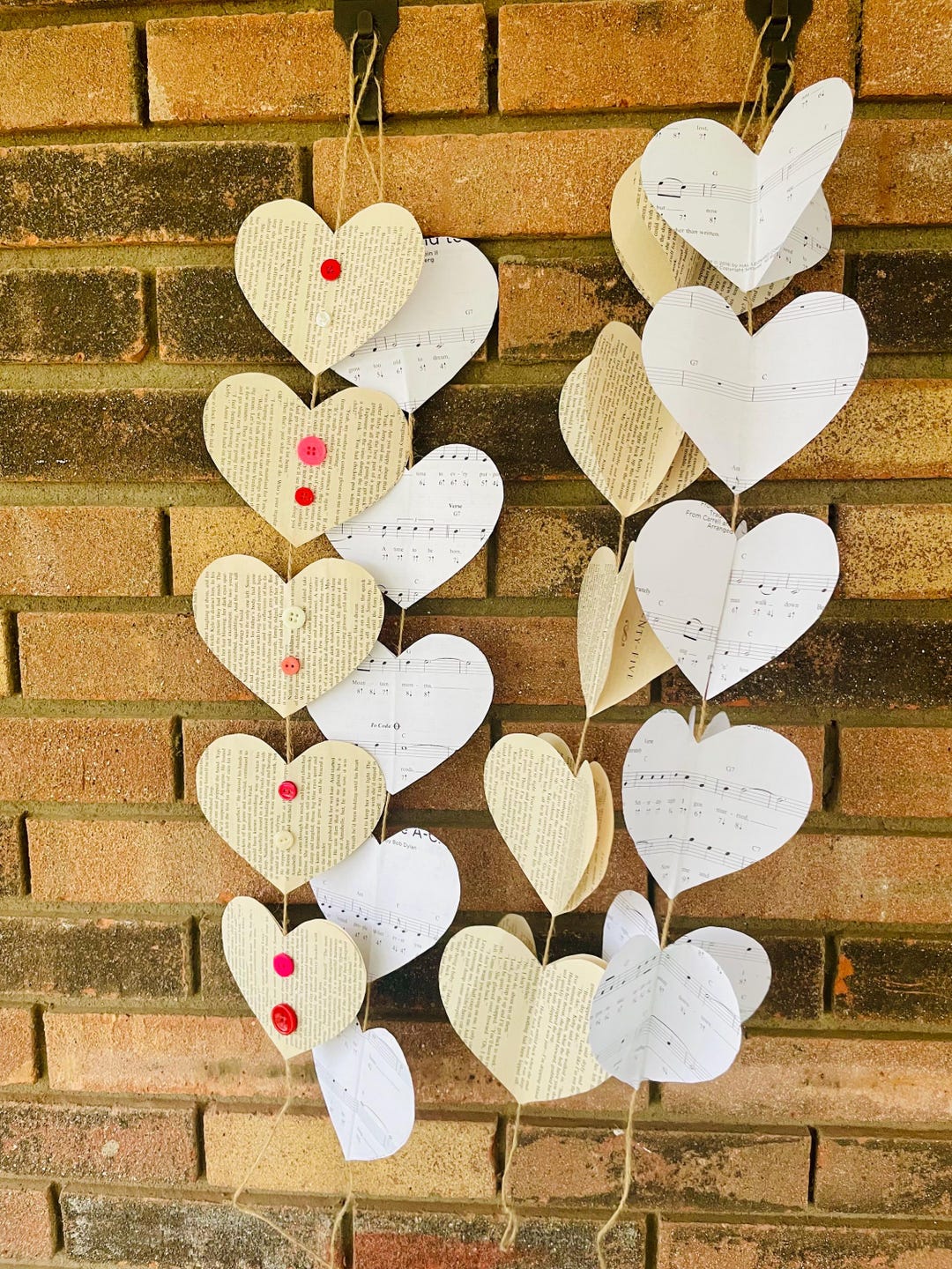 Heart Shaped Book Page Vertical Banner Garland Valentines Day Love - Etsy