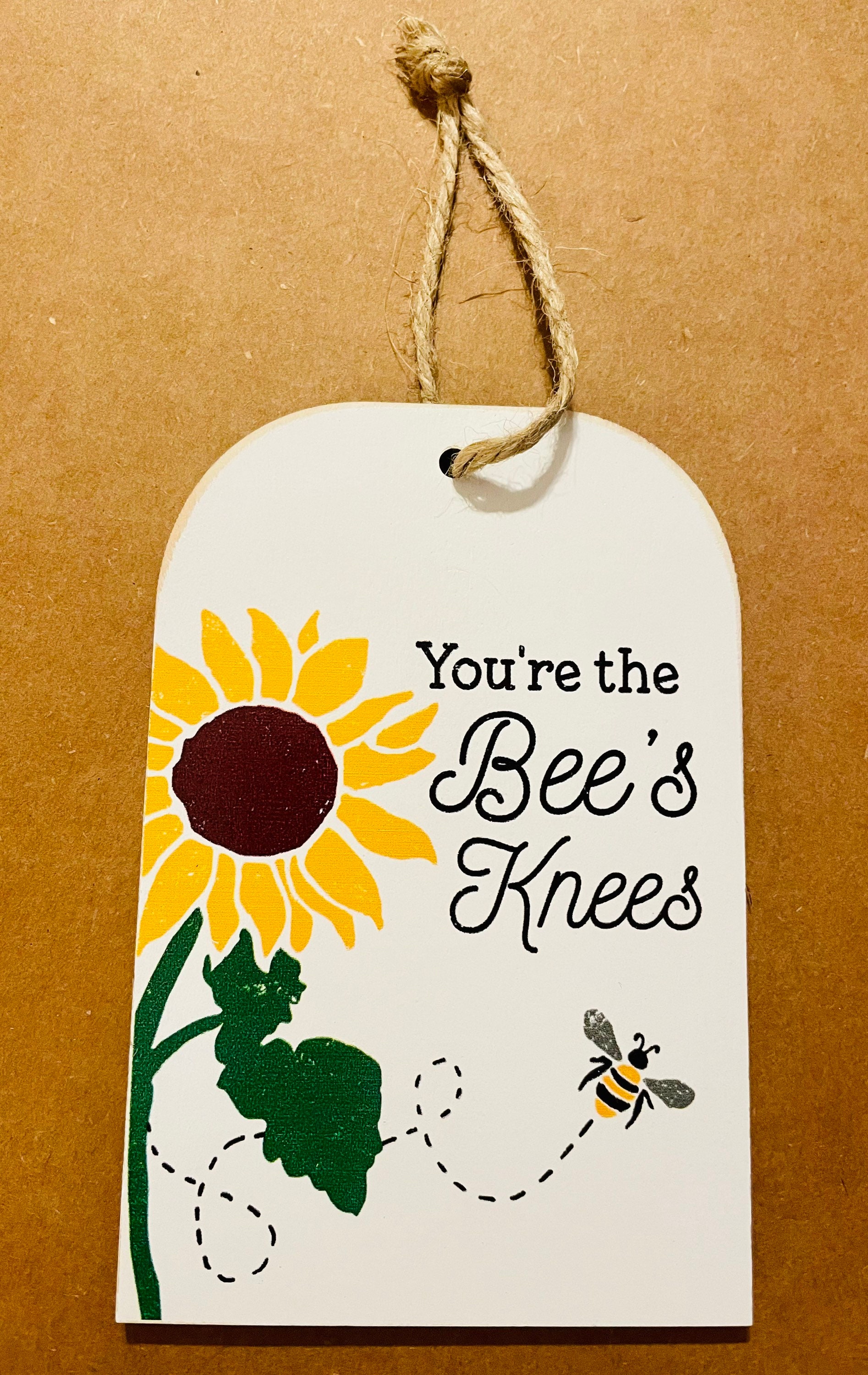 Youre the Bees Knees Sunflower & Bee Farmhouse Wood Hanging Tag - Etsy