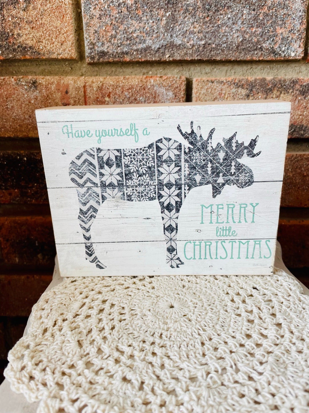 Merry Christmas Nordic Moose Box Sign - Etsy
