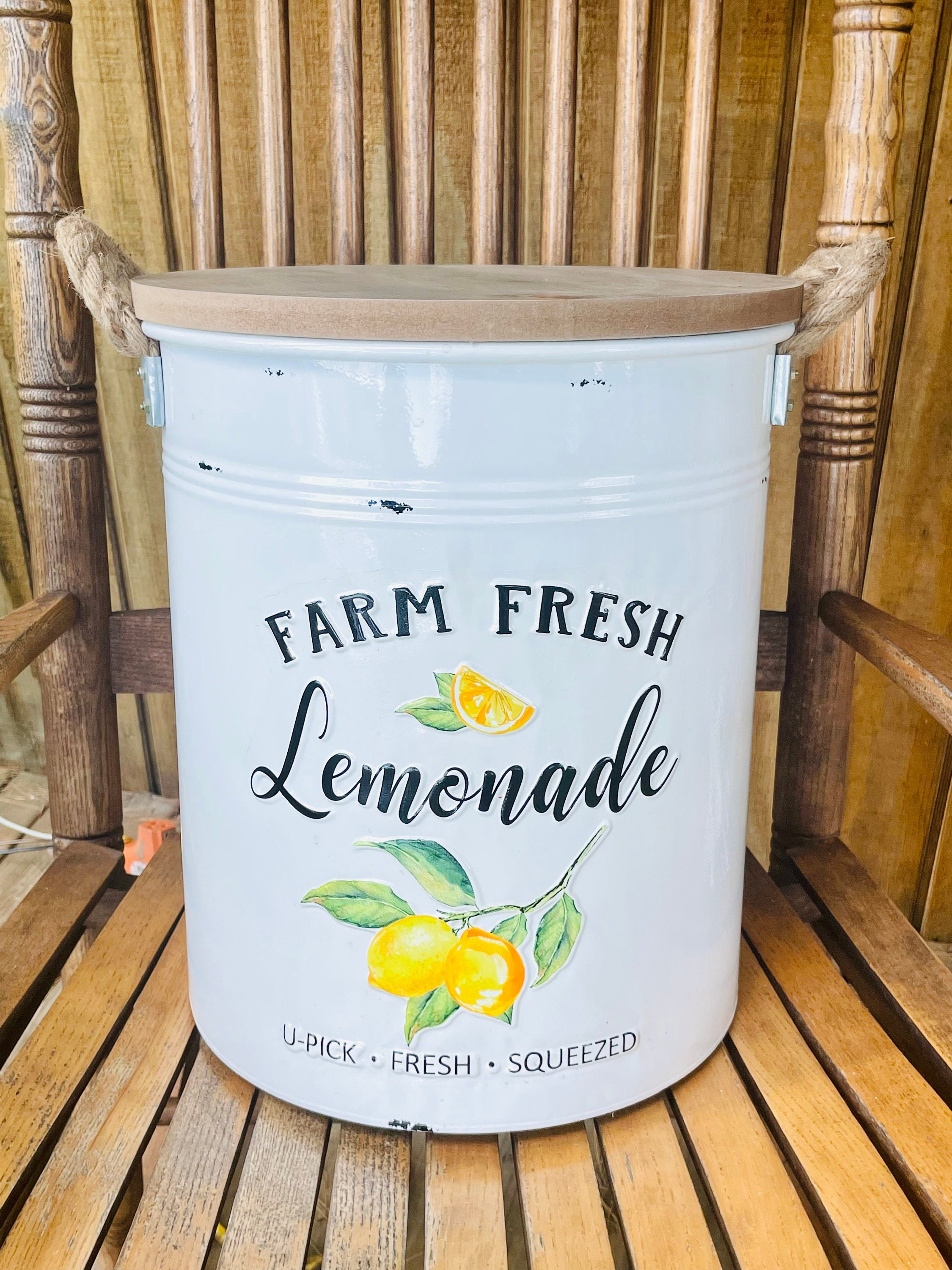 Distressed Embossed Farm Fresh Lemonade Canisters, Set of 2 - Etsy