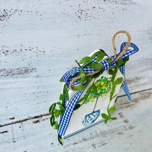 House Shaped Wood Block With Lemon Tree Napkin Decoupage Handmade Decor ...