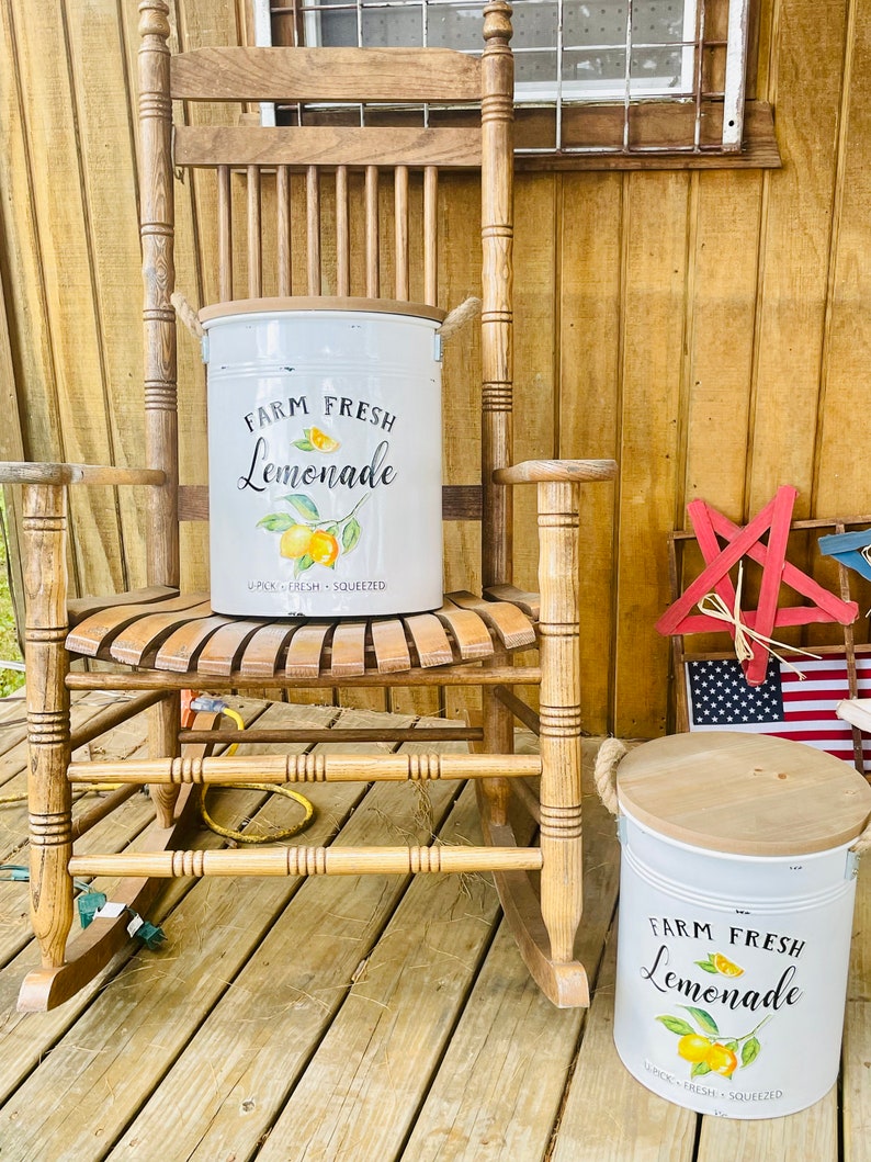 Distressed Embossed Farm Fresh Lemonade Canisters, Set of 2 - Etsy
