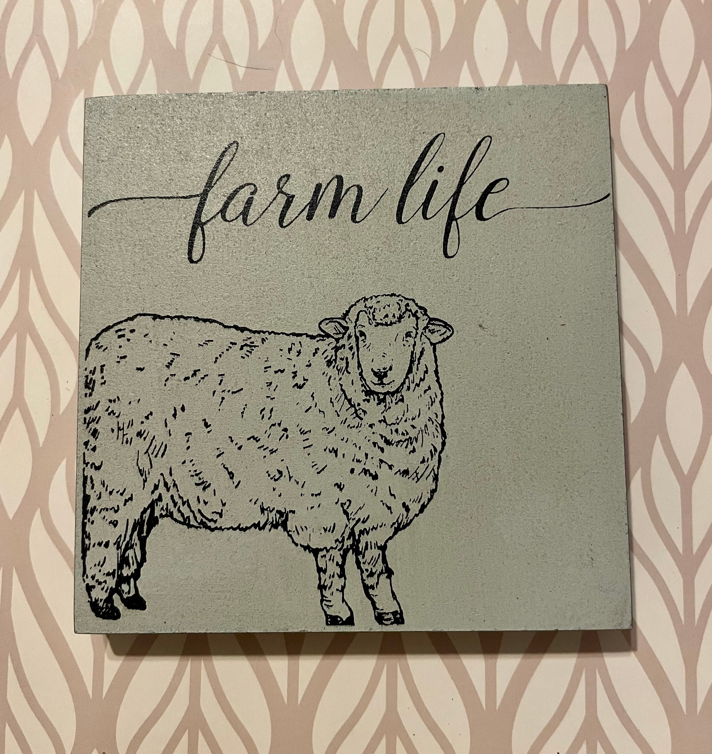 Farmhouse Square Block Sign, 4 Shelf Sitter Tier Tray Decor 3 Assorted ...