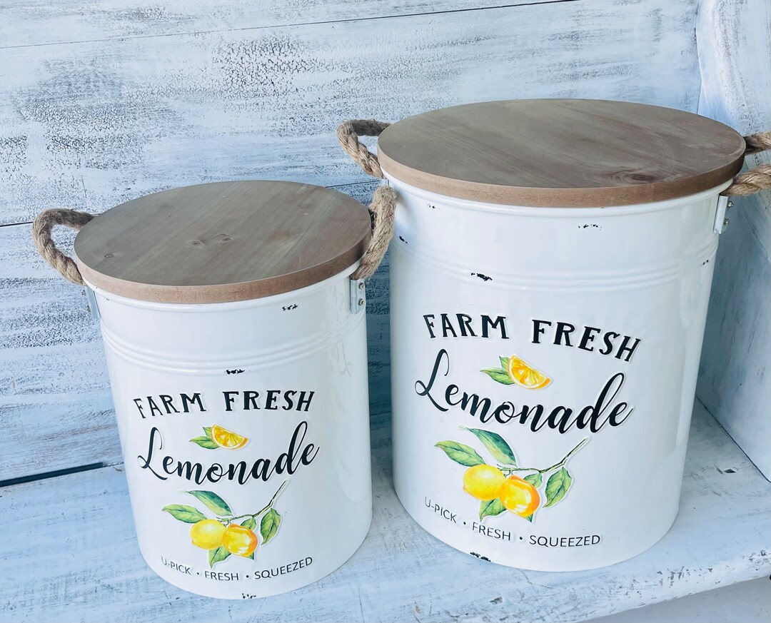 Distressed Embossed Farm Fresh Lemonade Canisters, Set of 2 - Etsy