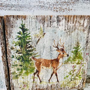 Barn Lumber Rustic Woodland Animals Christmas or Winter Wood Shelf ...