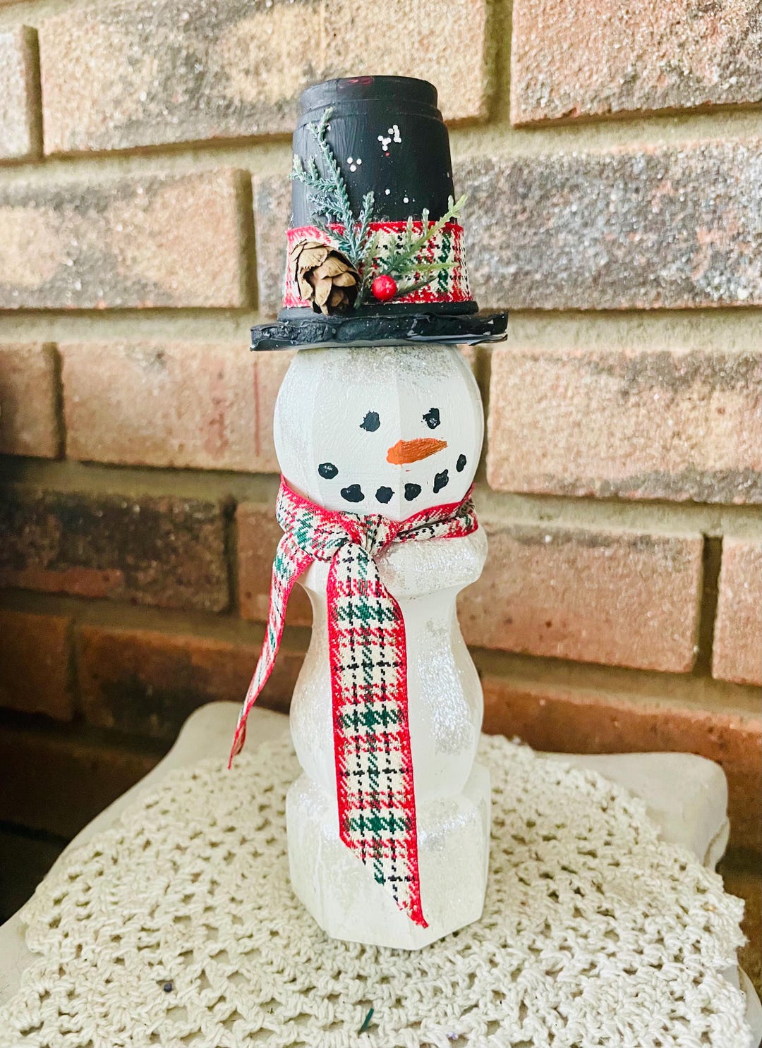 Wood Table Leg Snowman Festive Christmas Winter Shelf Sitter Home Decor ...