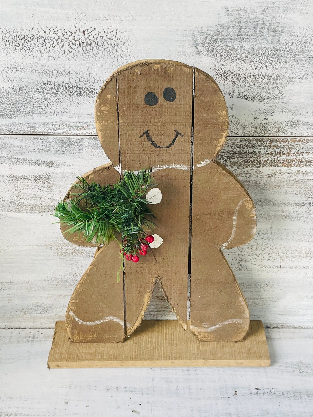Rustic Wood Gingerbread Man on Base 16 - Etsy