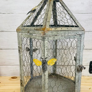 Rustic Bee Metal Birdcage With Chicken Wire Lanterns 2 Pc Set - Etsy