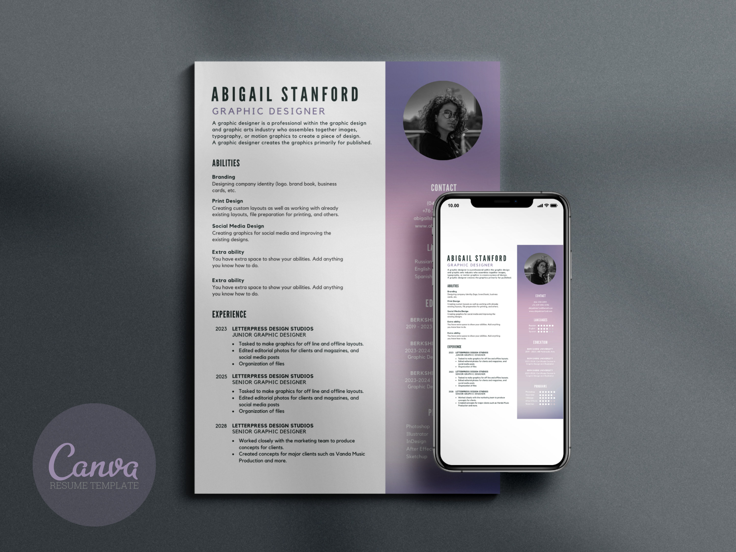 Professional Resume/cv Template for Canva | Resume/cv Template With ...