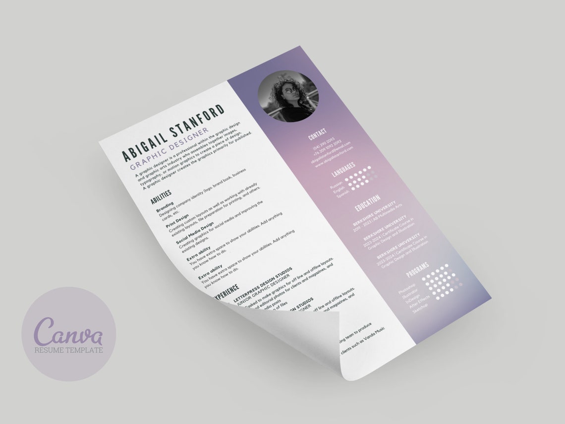 Professional Resume/cv Template for Canva | Resume/cv Template With ...