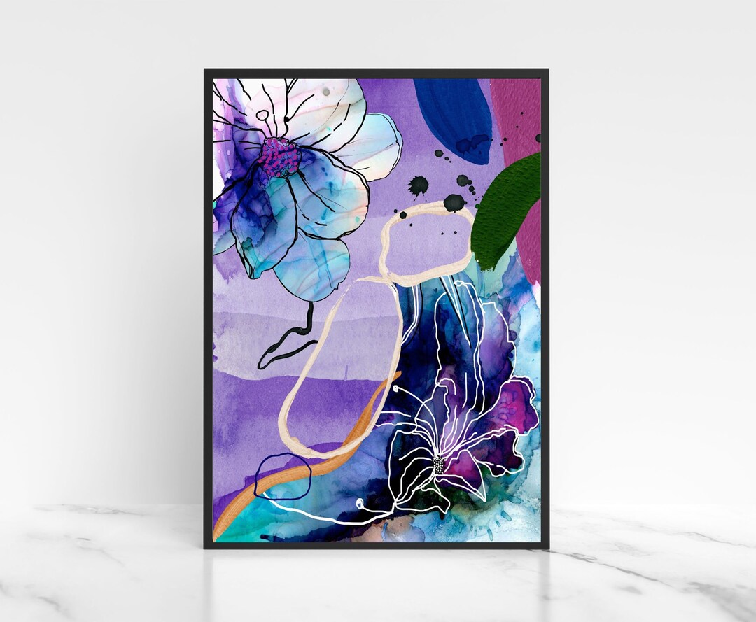 Purple Boho Wall Art, Instant Download Printable Art, Deep Purple and ...