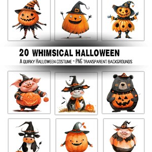 20 Playful Halloween Clipart, Quirky Pumpkins, Bears, Cows & Pigs in ...