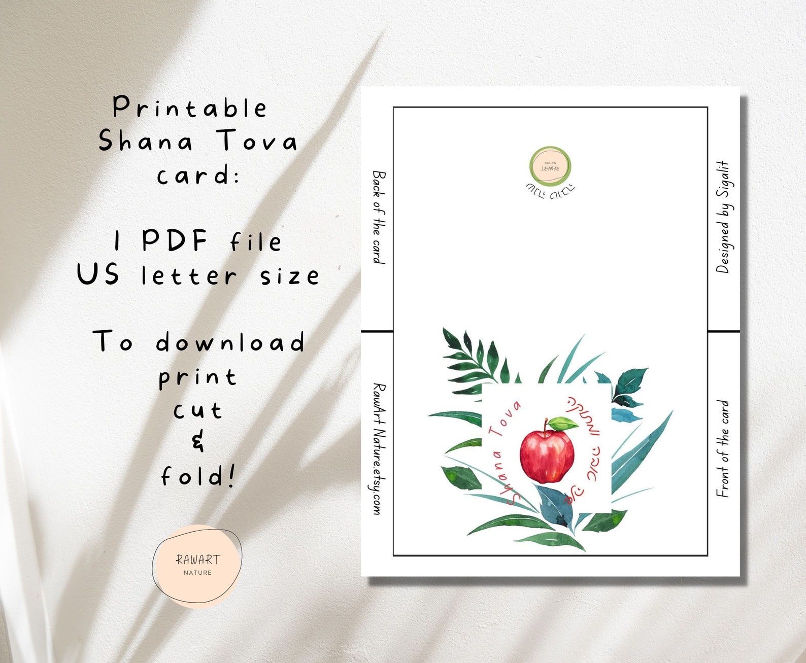 Printable Rosh Hashanah Card Instant Download Hebrew Shana - Etsy
