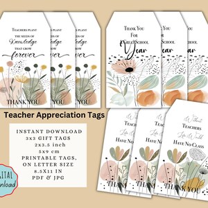36 Teacher Appreciation Gift Tag, Printable Gift Tags, Watercolor ...