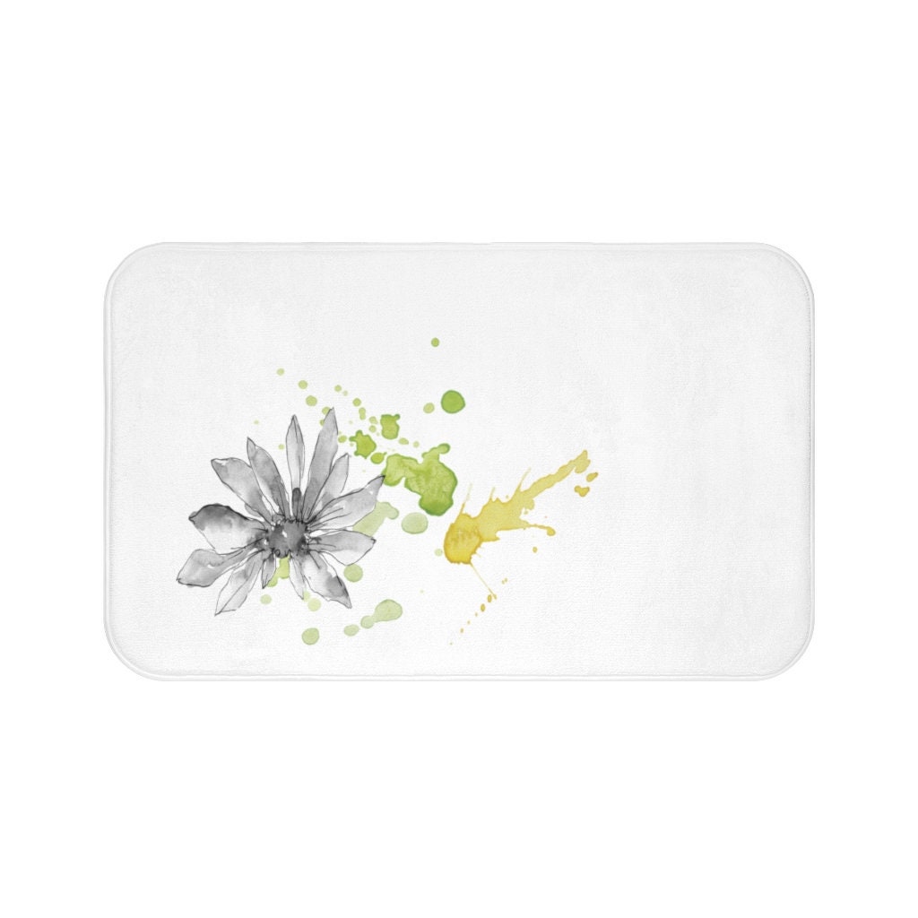 Daisy Bath Mat Watercolor Bath Rug Kitchen Floor Mat | Etsy