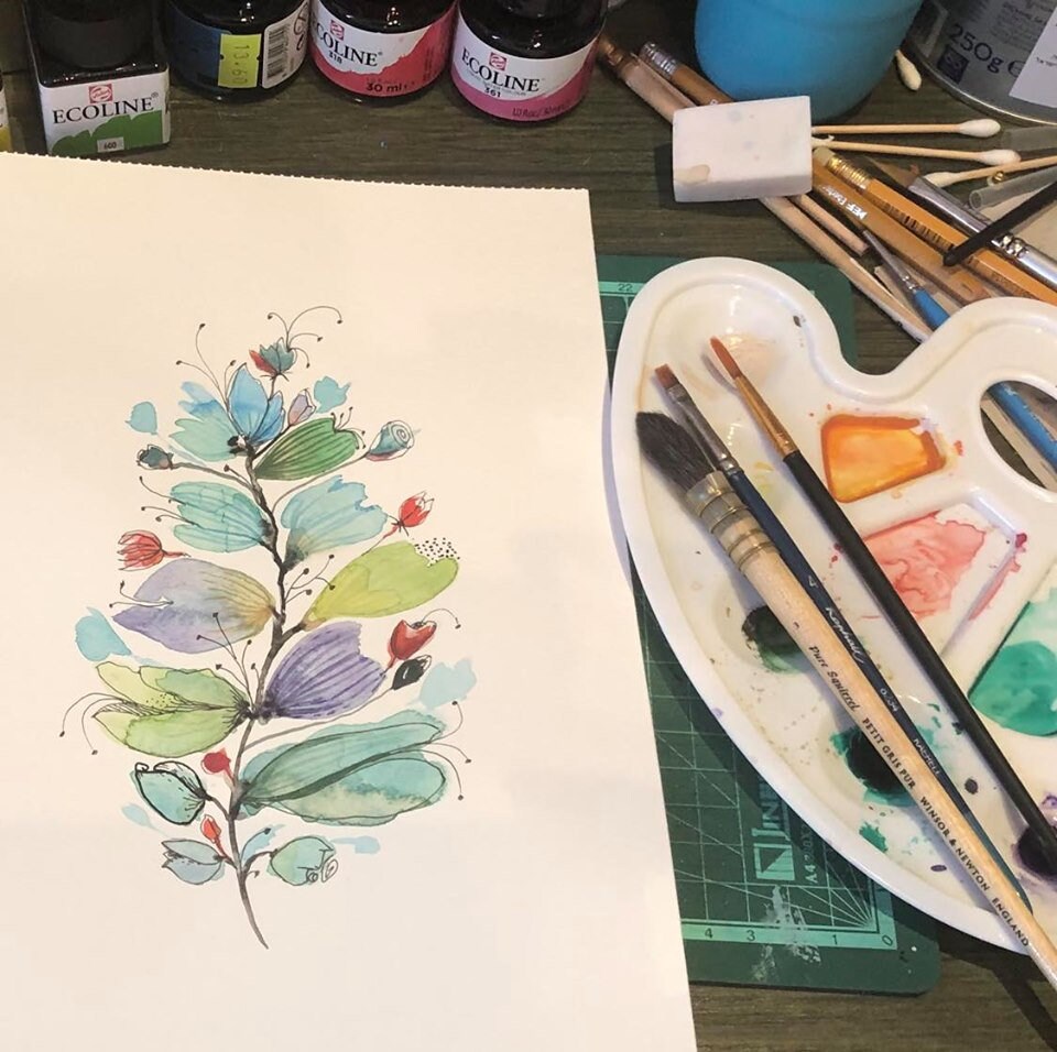 Floral Bath Mat Watercolors Colorful Leaves and Flowers - Etsy