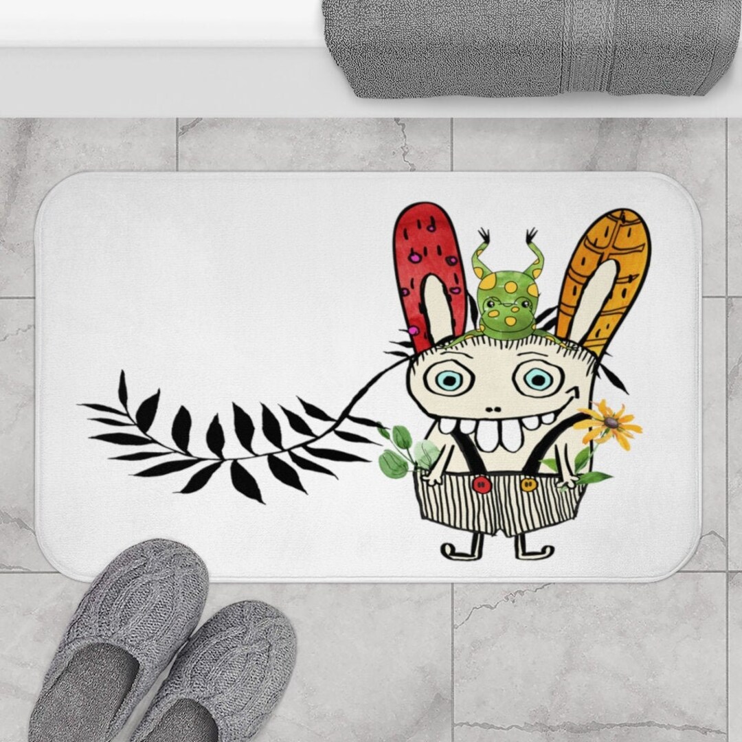 Animal Bath Mat, Funny Kids Bathroom Design, Friendly Creature ...