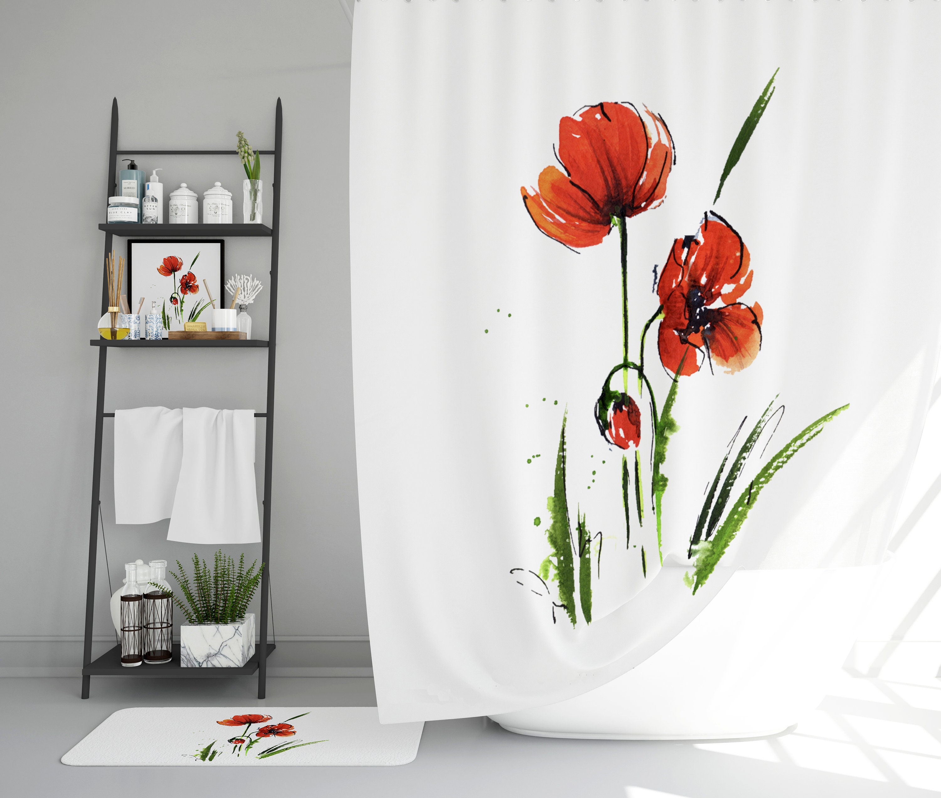 Poppy Red Fun Shower Curtains