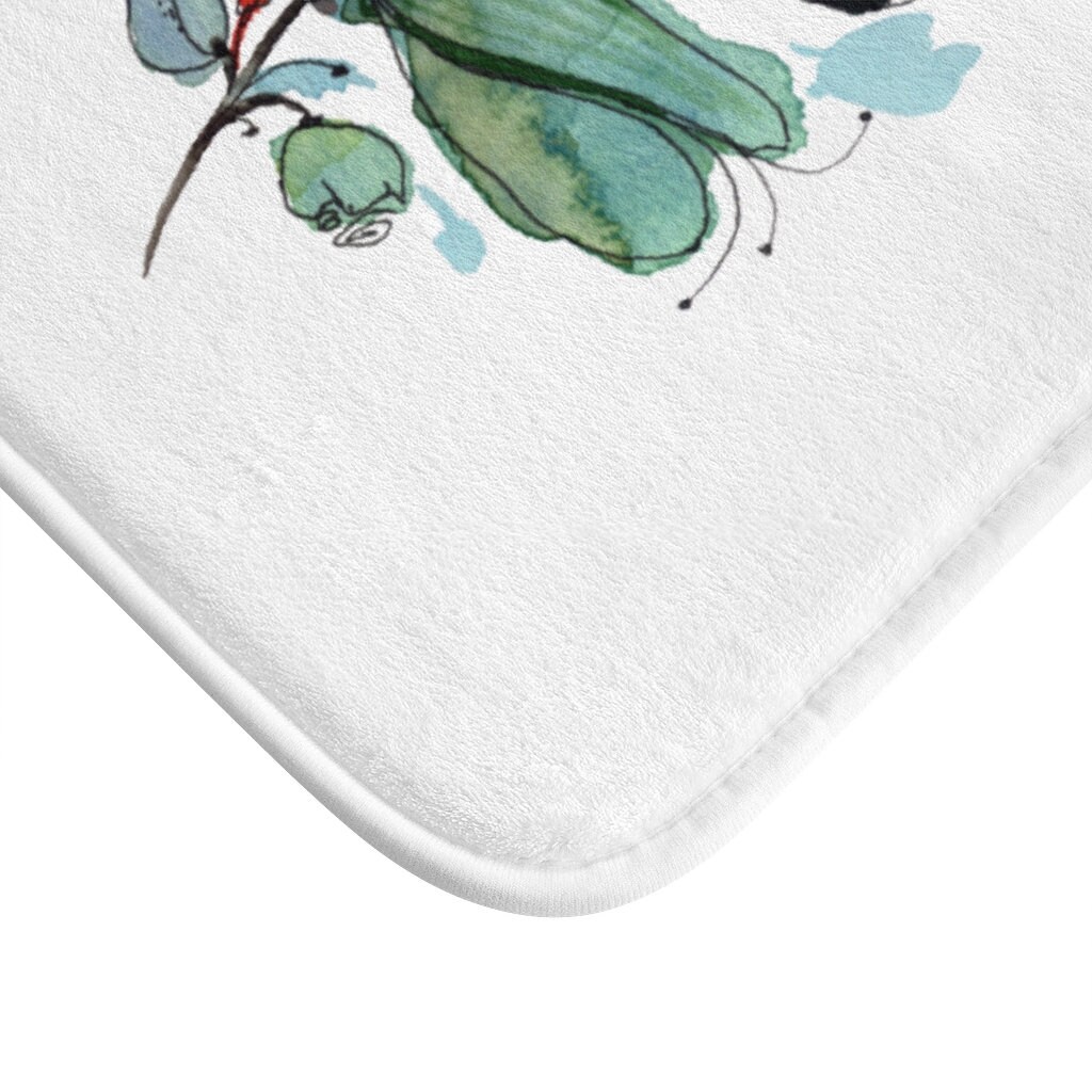 Floral Bath Mat Watercolors Colorful leaves and flowers | Etsy