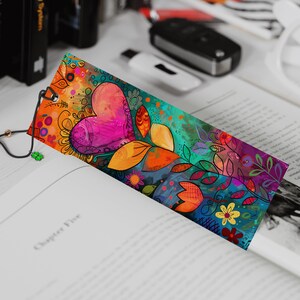 Colorful Heart Printable Bookmark, Whimsical Heart, 15 Digital ...