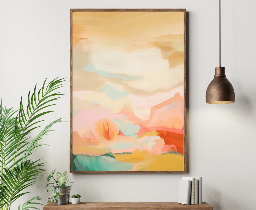 Pastel Abstract Landscape Printable Art, Large Digital Downloadable Art ...