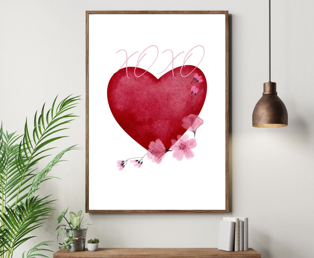 Xoxo Printable Wall, Printable Valentine's Day Decor, Heart Red and ...