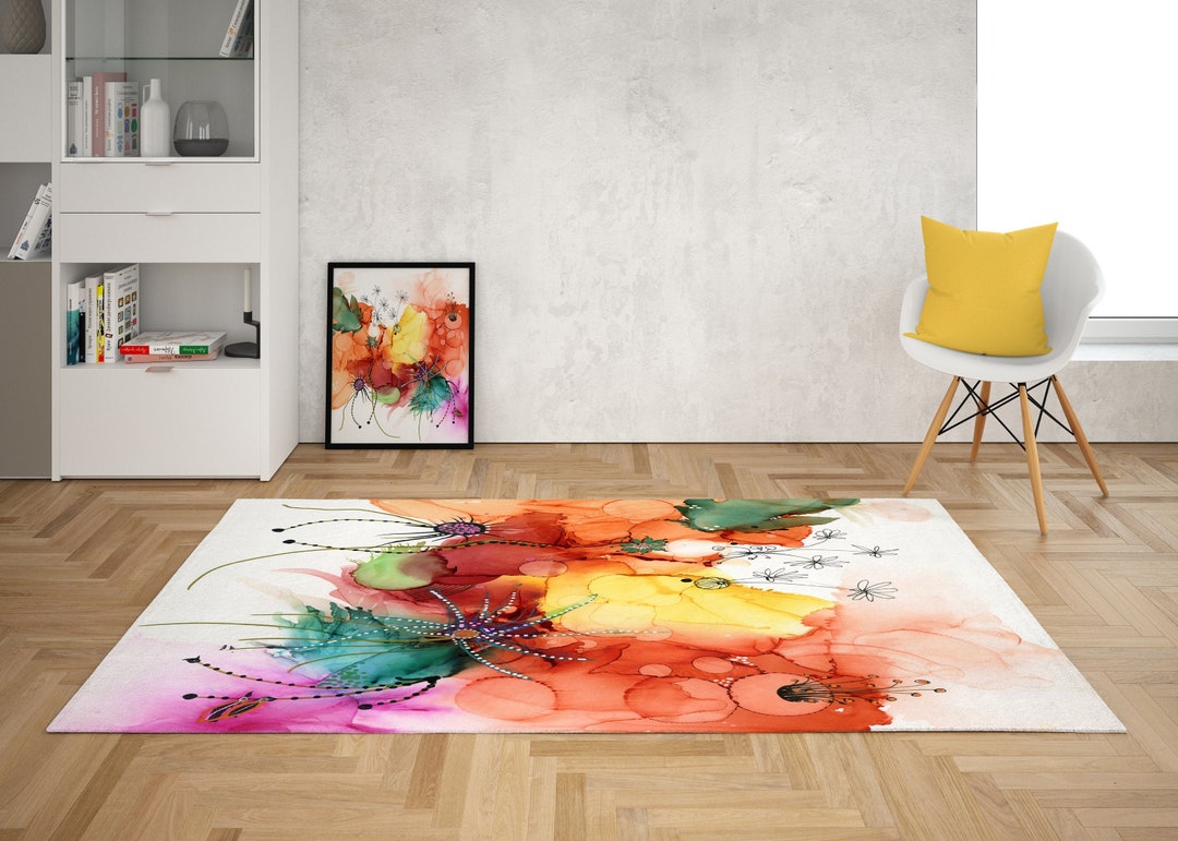 Colorful Abstract Area Rug Carpet, Abstract Rugs, Carpet for Dorm ...