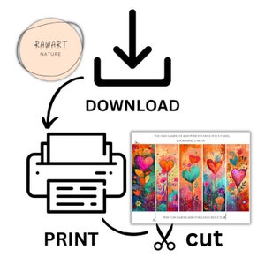 Colorful Heart Printable Bookmark, Whimsical Heart, 15 Digital ...