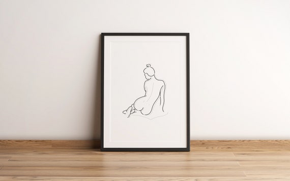 Naked Sitting Woman Minimalist Print Sitting Woman Dressing Etsy Uk
