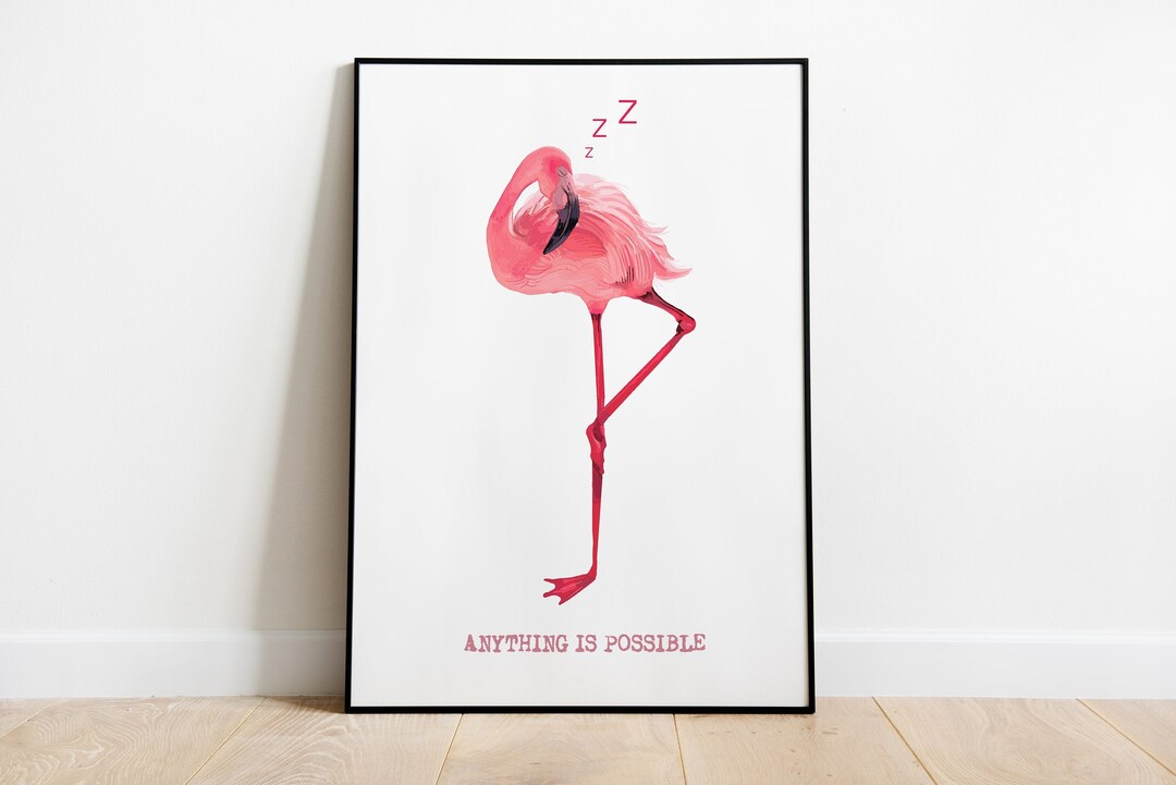 Anything is Possible Flamingo A3 Print Motivational Quote - the ...