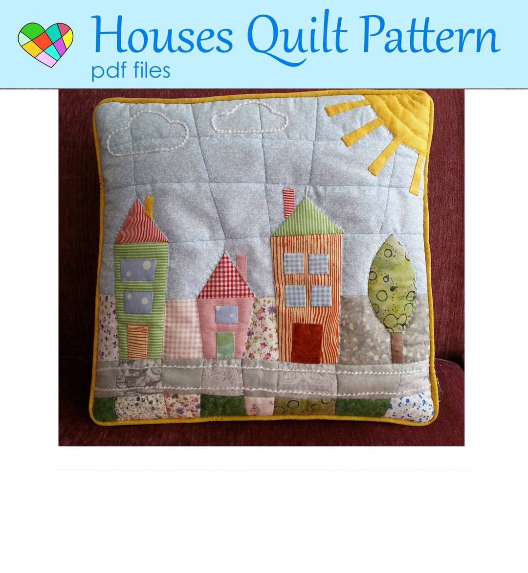 Houses Cushion Quilt Pdf Pattern - Etsy